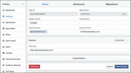 Social Settings - Backendless SDK for Android/Java API Documentation