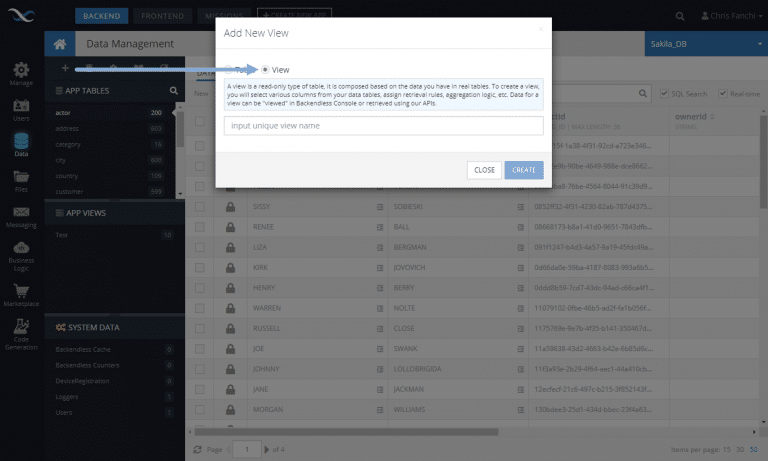 How To Create A Database View | Backendless View Designer