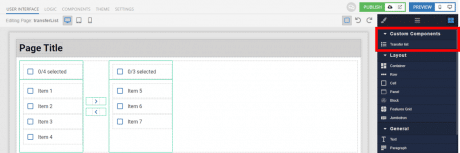 Transfer List Component | Backendless Marketplace