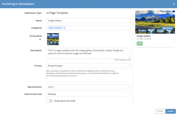 Publish to Your Own Private Marketplace | Backendless